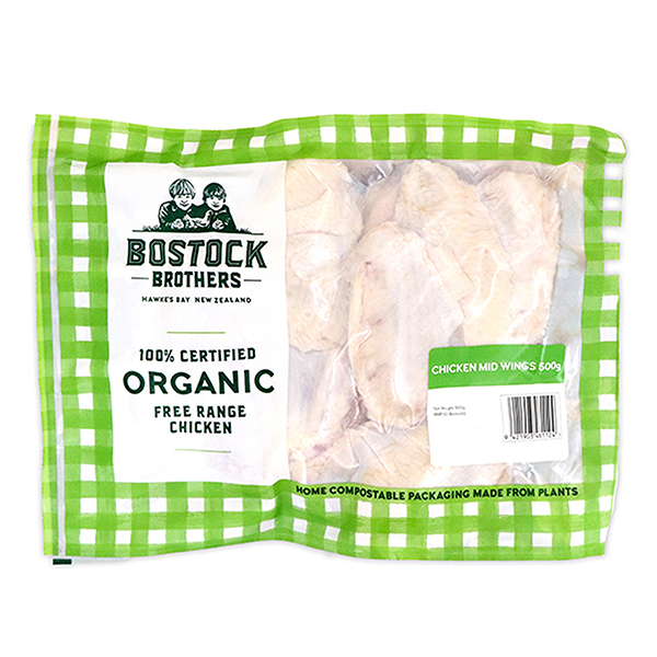 Frozen NZ Bostock Brothers Organic Chicken Mid-Wings 500g* - South ...